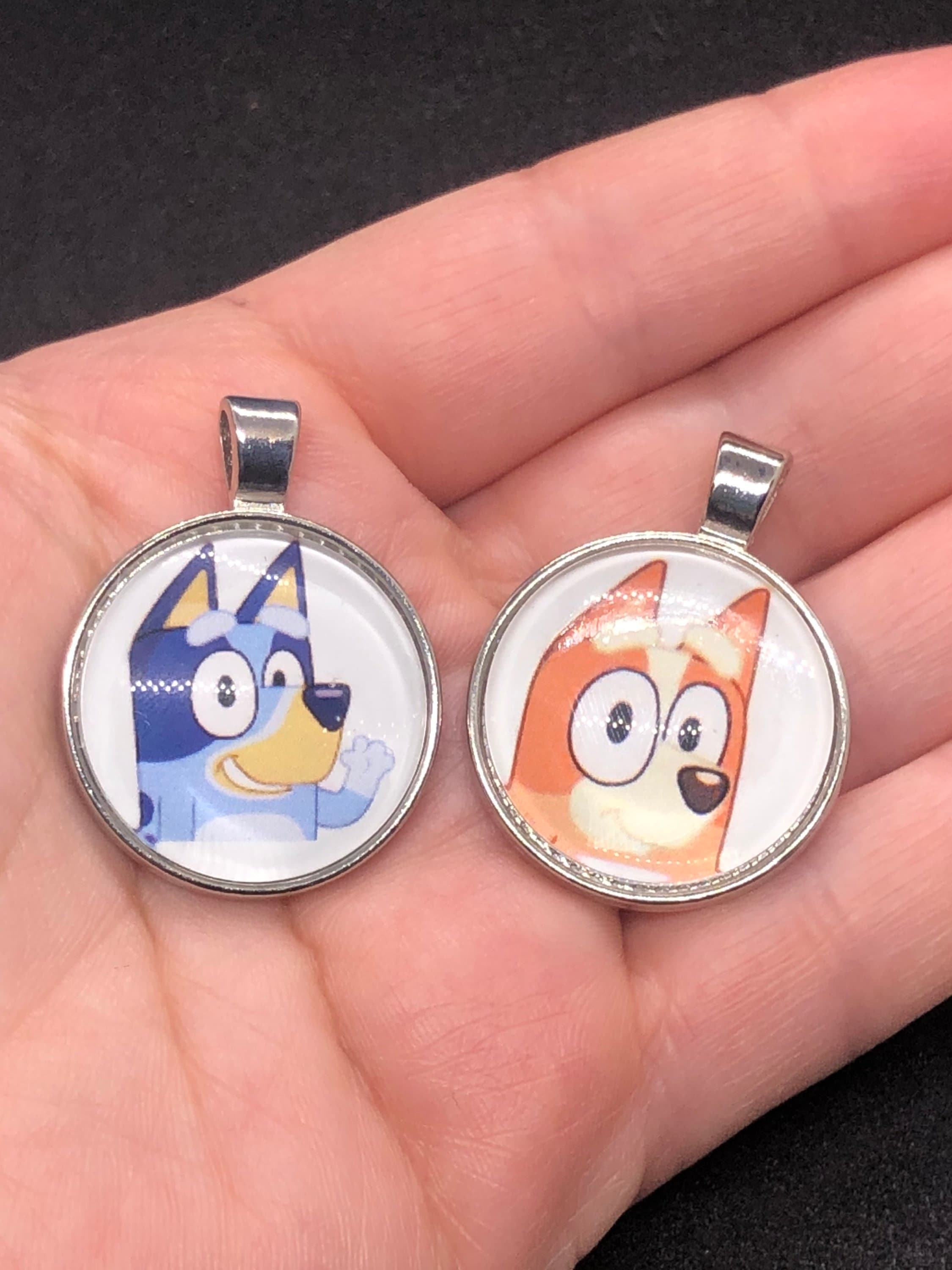 Large Bluey Inspired inspired glass cabochon Necklace and Pendant on W ...